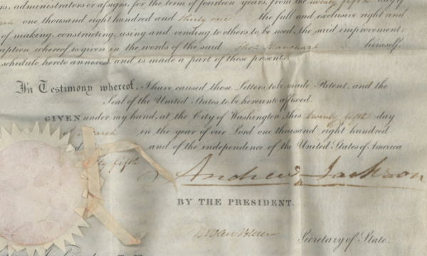 Andrew Jackson Martin Van Buren Signed Document Patent | Raab