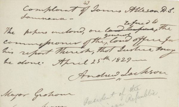 Andrew Jackson Signed Letter Louisiana Comrade | Raab