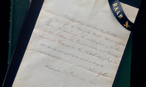 John Tyler Signed Document Treaty With Mexico | Raab Collection