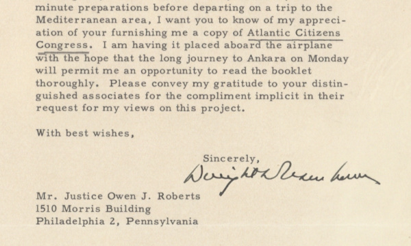 Dwight D. Eisenhower Signed Letter Turkey NATO | Raab