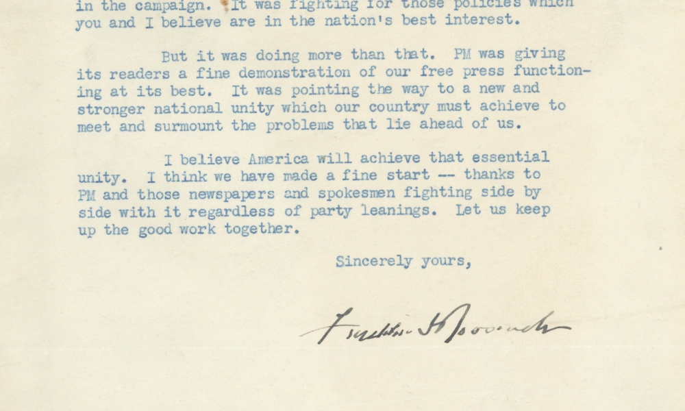 Franklin D. Roosevelt Signed Letter Post WWII Policies | Raab
