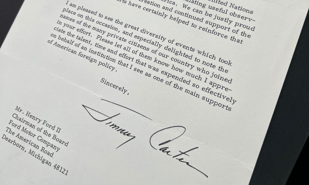 Jimmy Carter Signed Letter about United Nations | Raab Collection
