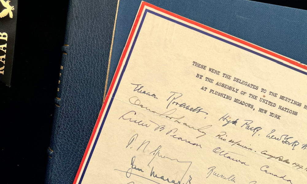 Eleanor Roosevelt Signed Document United Nations | Raab